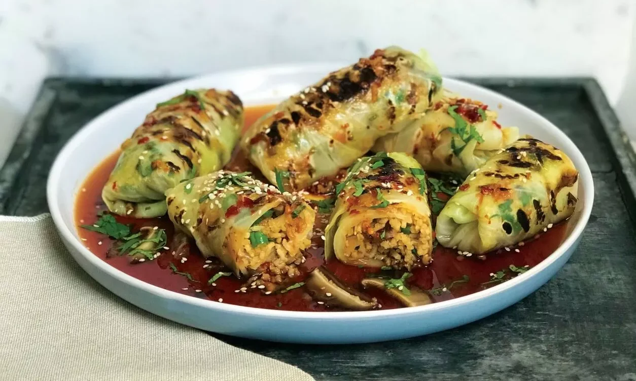 Grilled cabbage wraps with soy glaze | Nourish plant-based living